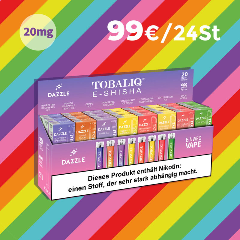 TOBALIQ Party Box – 12000 Züge – 20er Set – 20mg Nikotin • TOBALIQ - E ...